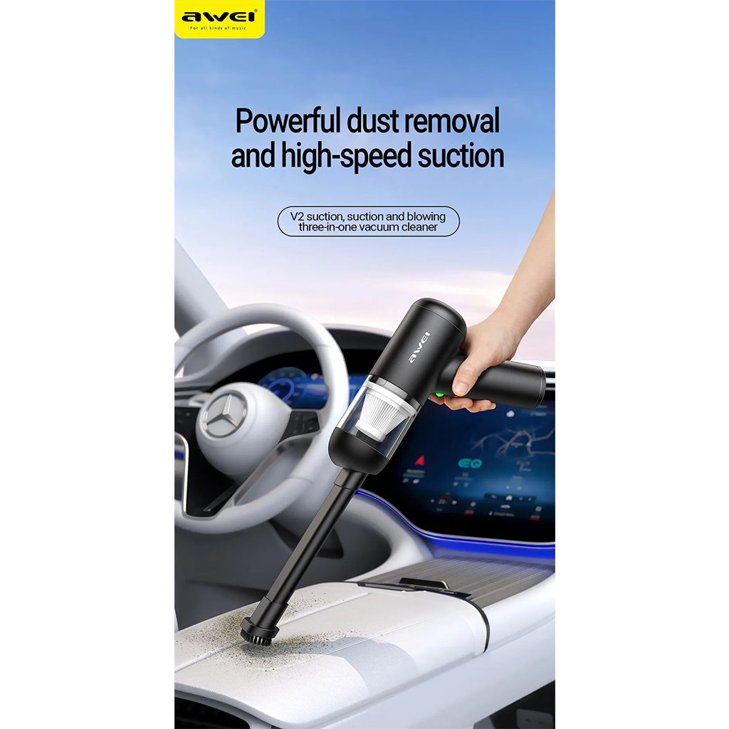 Awei V2 4in1 Mini Wireless 5500Pa Car Vacuum Cleaner With Various ...