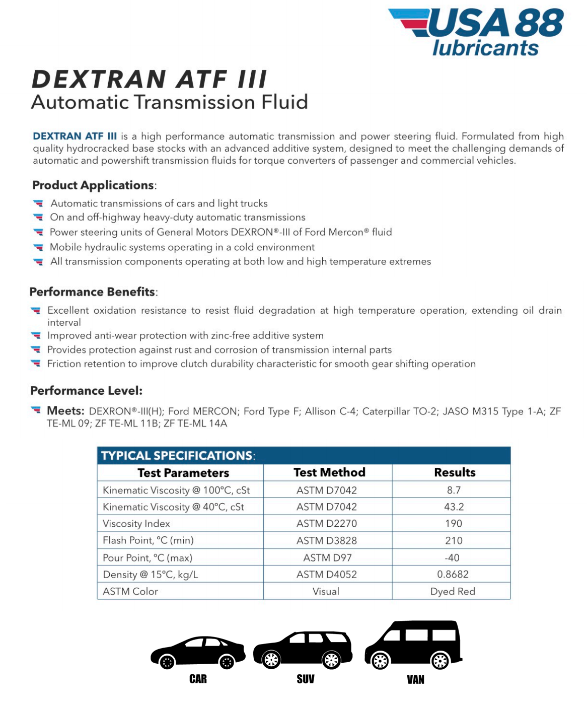 USA88 Dextran ATF III Automatic Transmission Fluid (1Quart) | Shopee ...