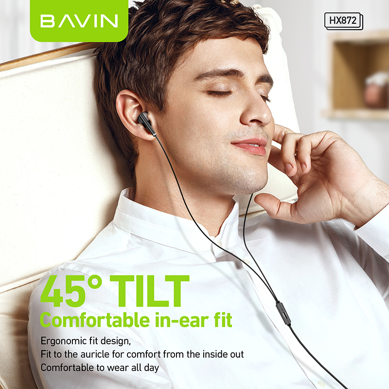 BAVIN HX872 HiFi Bass Wired Earphone USB-C In-Ear Headphone Headset ...