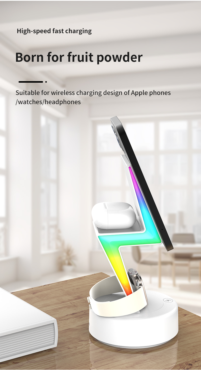 GOOJODOQ Wireless Charger for iphone iWatch airpods Fast PD Charging ...