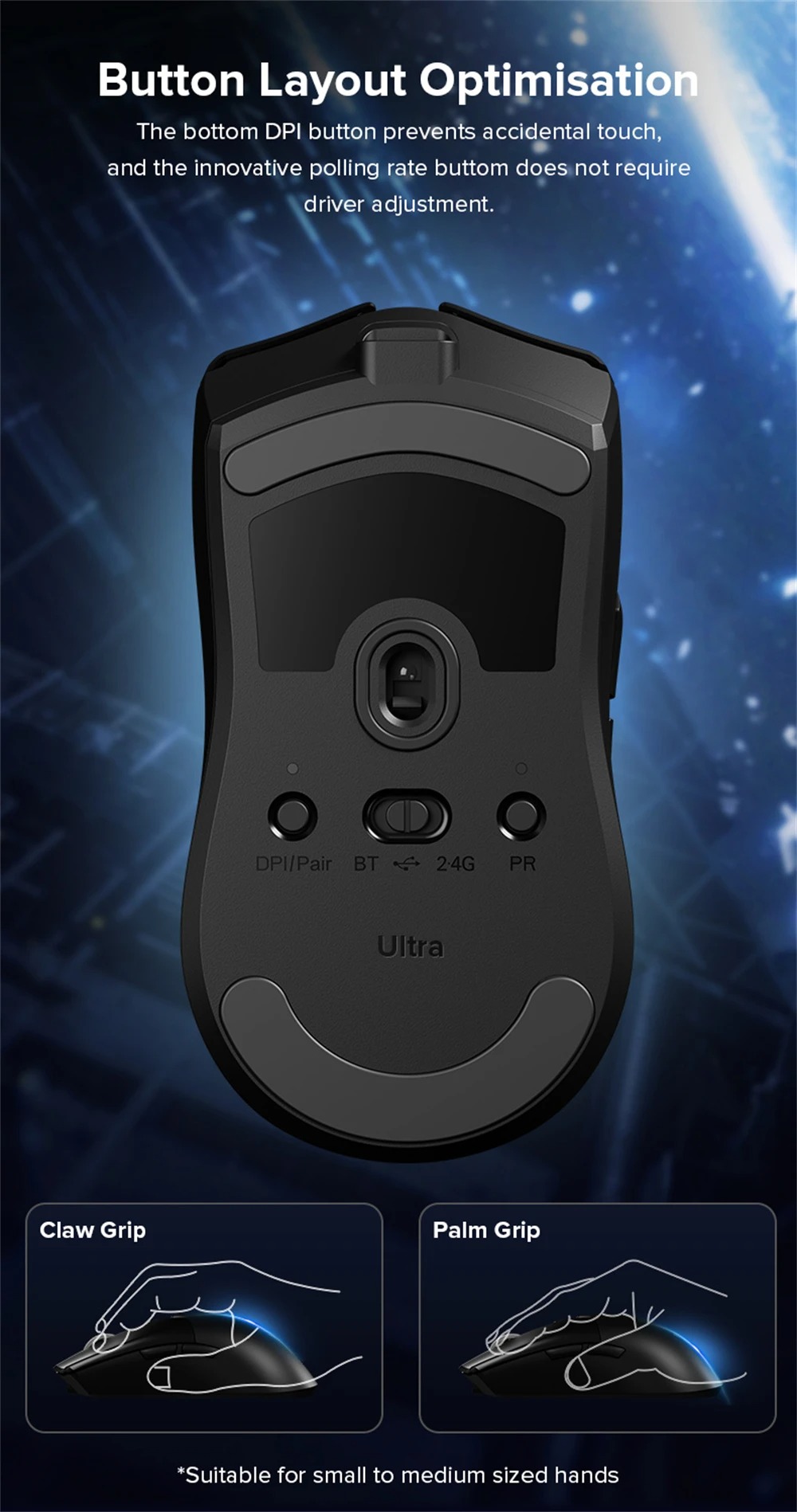 Delux M800 Ultra 2.4GHz Wireless / Wired USB Optical Gaming Mouse with ...