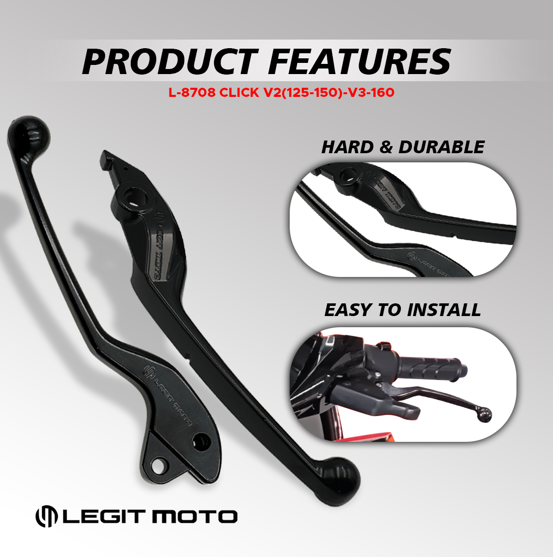 LEGITMOTO ALLOY HANDLE BRAKE LEVER SET W/ EMBOSSED LOGO FOR HONDA CLICK ...