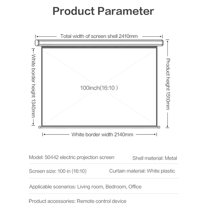 Deli 4K Projector Screen Electric Remote Control 16:10 Screen 100 Inch ...