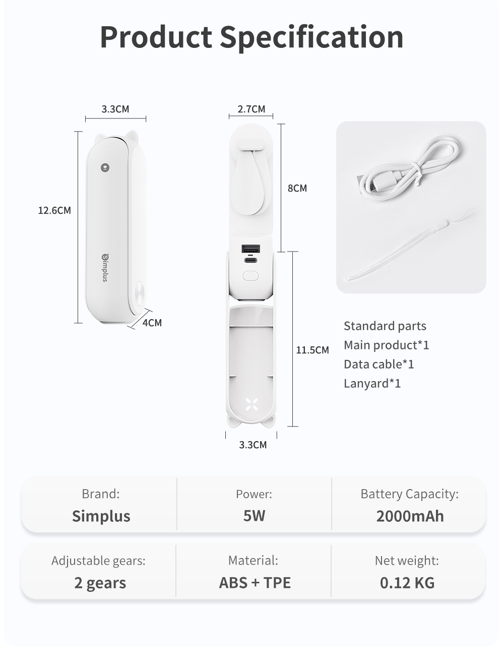 Simplus Fan Rechargeable Portable Handheld (Multi-function) | Shopee ...