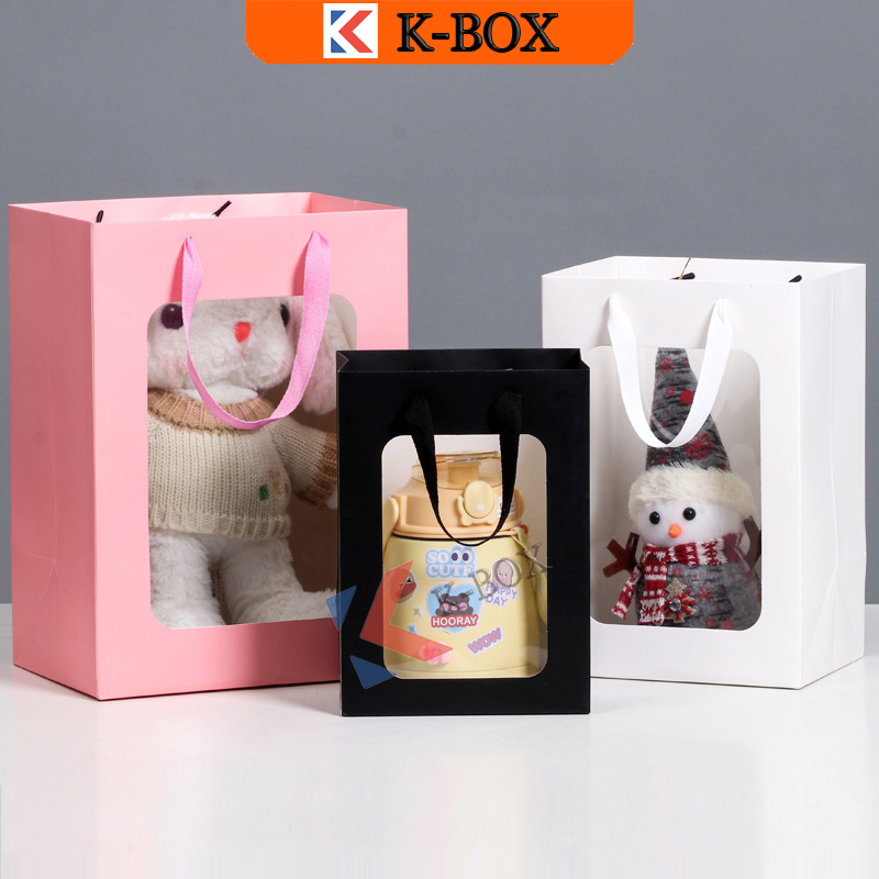 Paper Bag Window Clear Window Gift Bags for Stuff Toys Flower Bag Gift ...