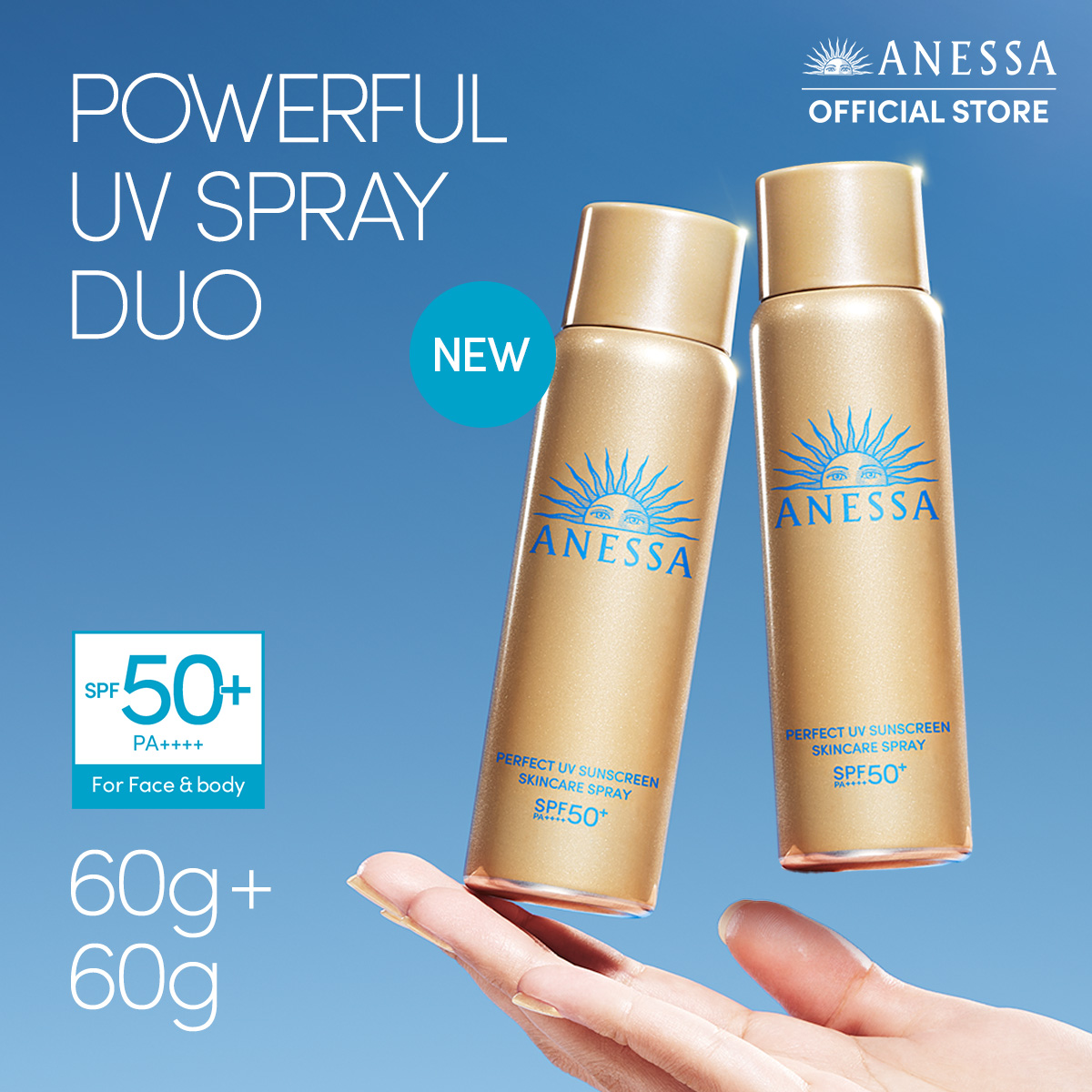 Anessa Gold Spray 60g Duo 50 SPF with Hyaluronic Acid & Collagen | Shopee Philippines