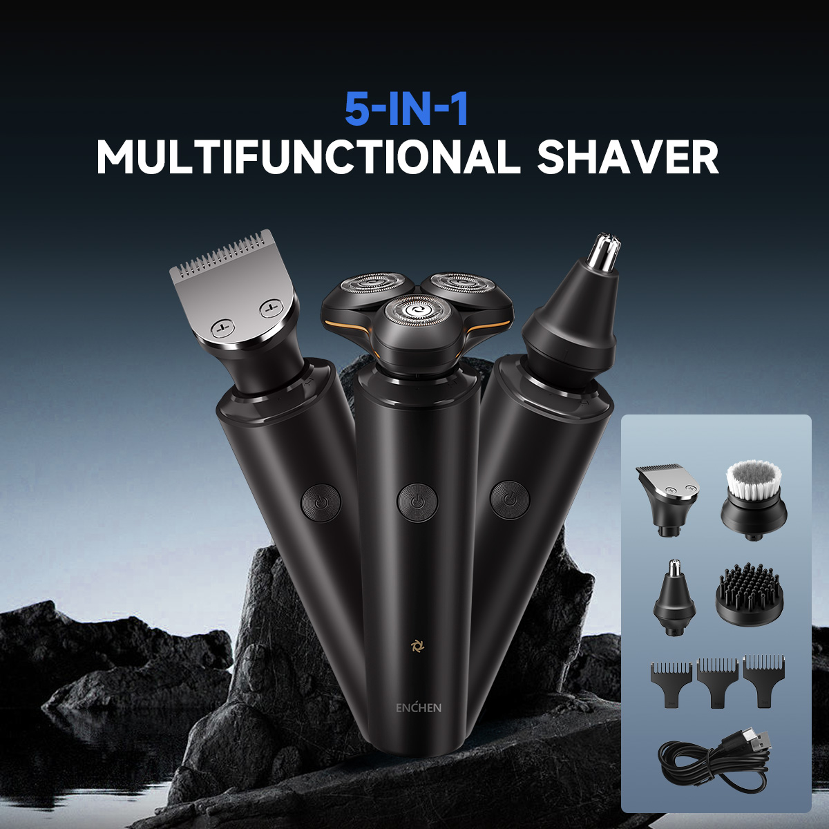 ENCHEN 5-IN-1 Multifunctional Grooming Kit Electric Shaver Set Hair Clippers Nose Trimmer Face ...