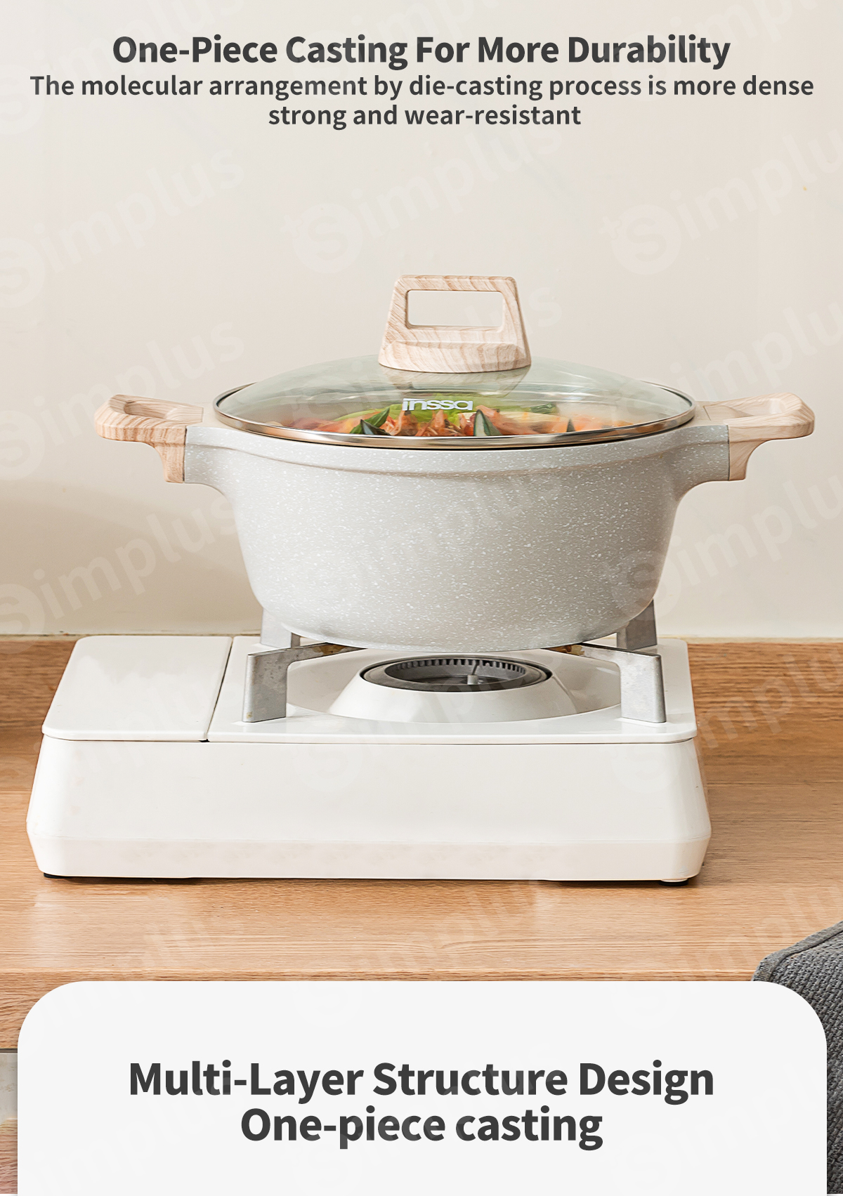 INSSA Soup Pot 24cm Non Stick Cooking Pot PFOA Free Suitable For All ...