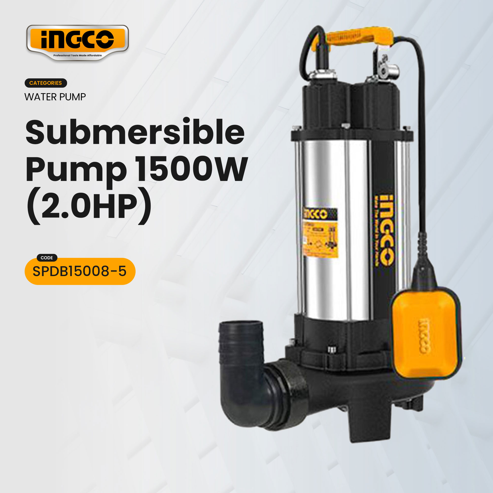 Ingco Water Submersible Pump 1500W (2.0HP) SPDB15008-5 IPT | Shopee ...
