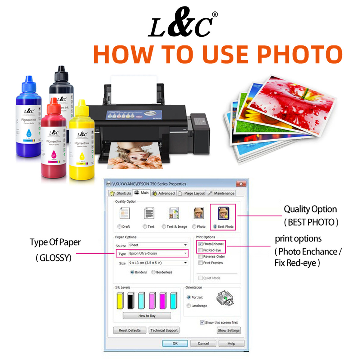 L&C Double Sided Glossy Photo Paper A4 Size 120 140 180 240 260GSM ...