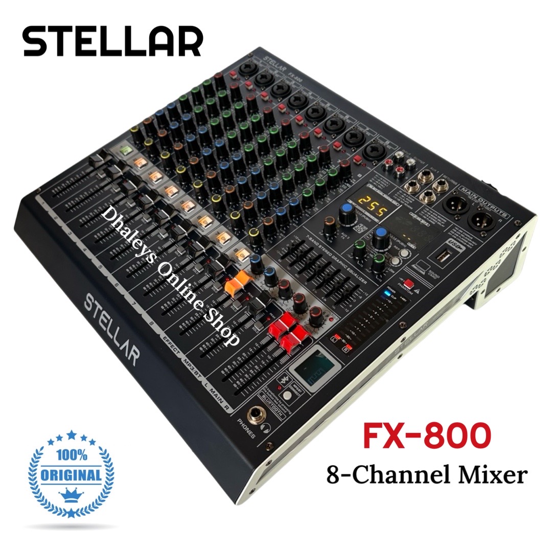 Stellar Professional Audio Mixer FX-800 8 channel Mixer +48V Phantom power BT & USB Interface ...