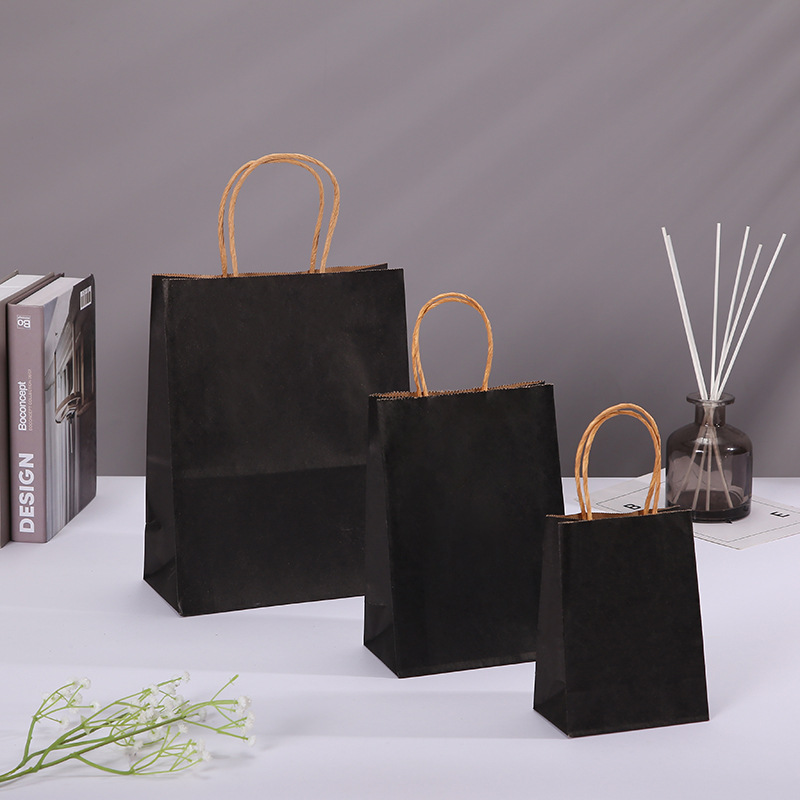 10 Piece Set Paper Bag Birthday Gift Bag Gift Tote Bag Solid Color Gift ...