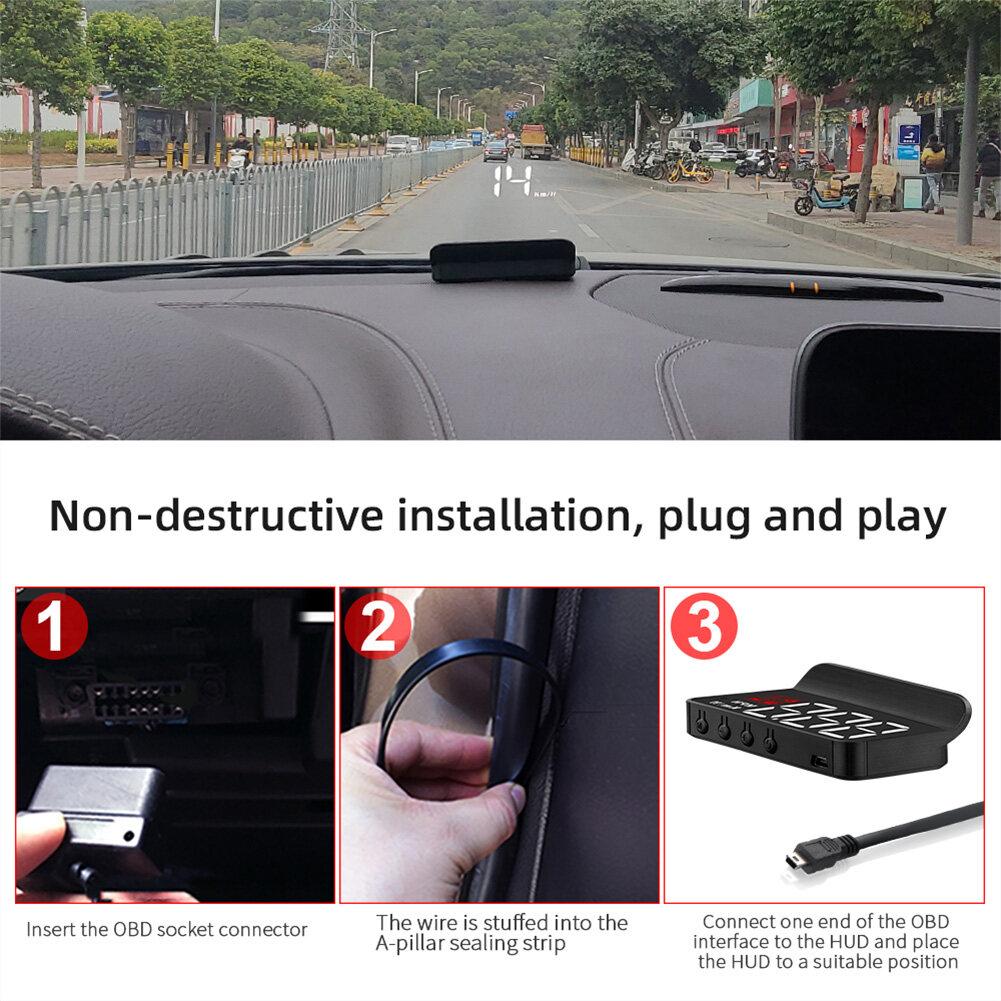 Universal Car HUD M3 Head Up Display OBD II OBD2 Auto Gauge Dash Screen ...