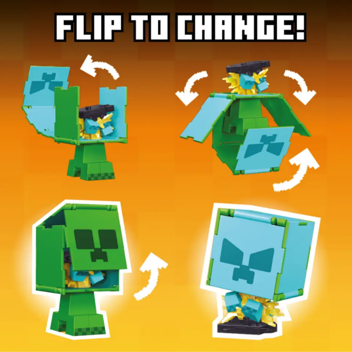 Minecraft Flippin Figures Assortment Creeper Toys For Boys Ages 6yrs ...