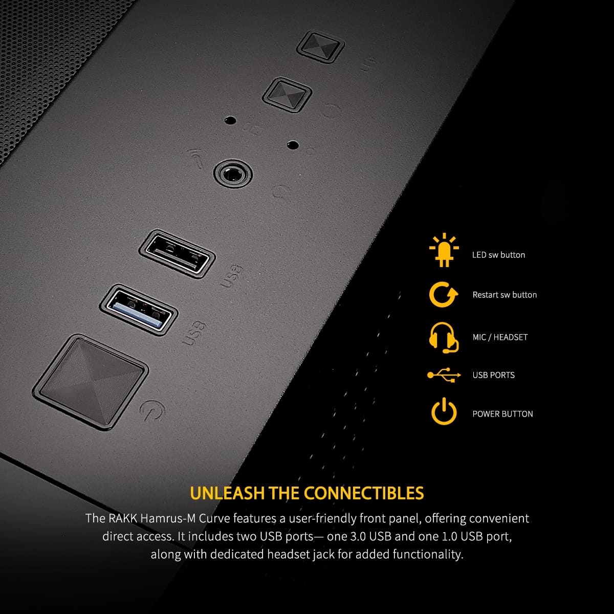 RAKK HAMRUS-M/ HAMRUS-M curved gaming pc case| Tempered Glass| Black ...