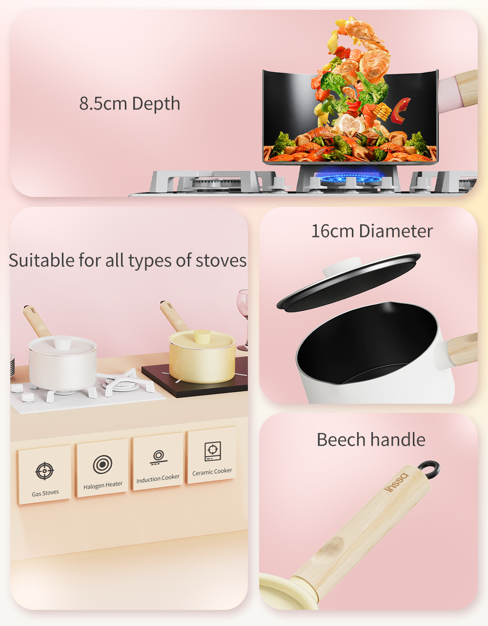 INSSA Macaron Milk Pot Baby Food Cooker Non-Stick Instant Noodle Pan ...