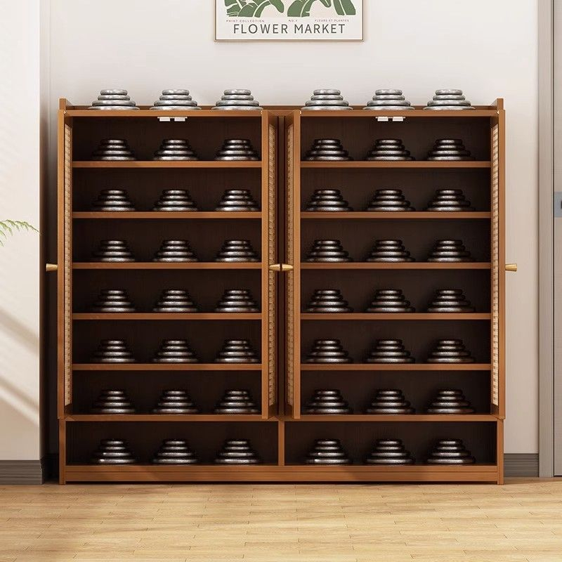 [7 Layers]Shoe rack Shoe Cabinet Wooden Door With Cover Rattan Shoe ...