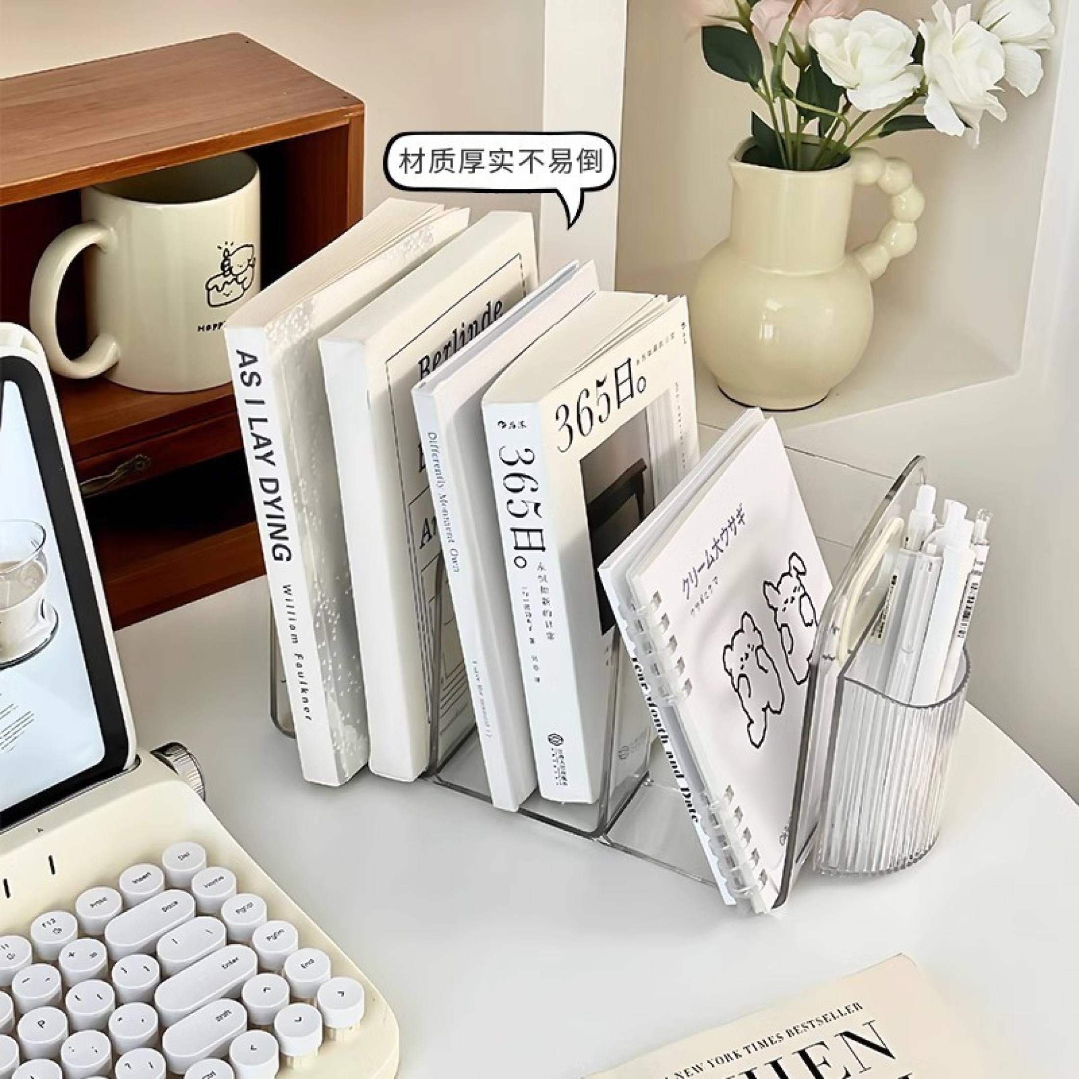 Transparent Book Organizer Acrylicdesktop bookshelf storage box office ...