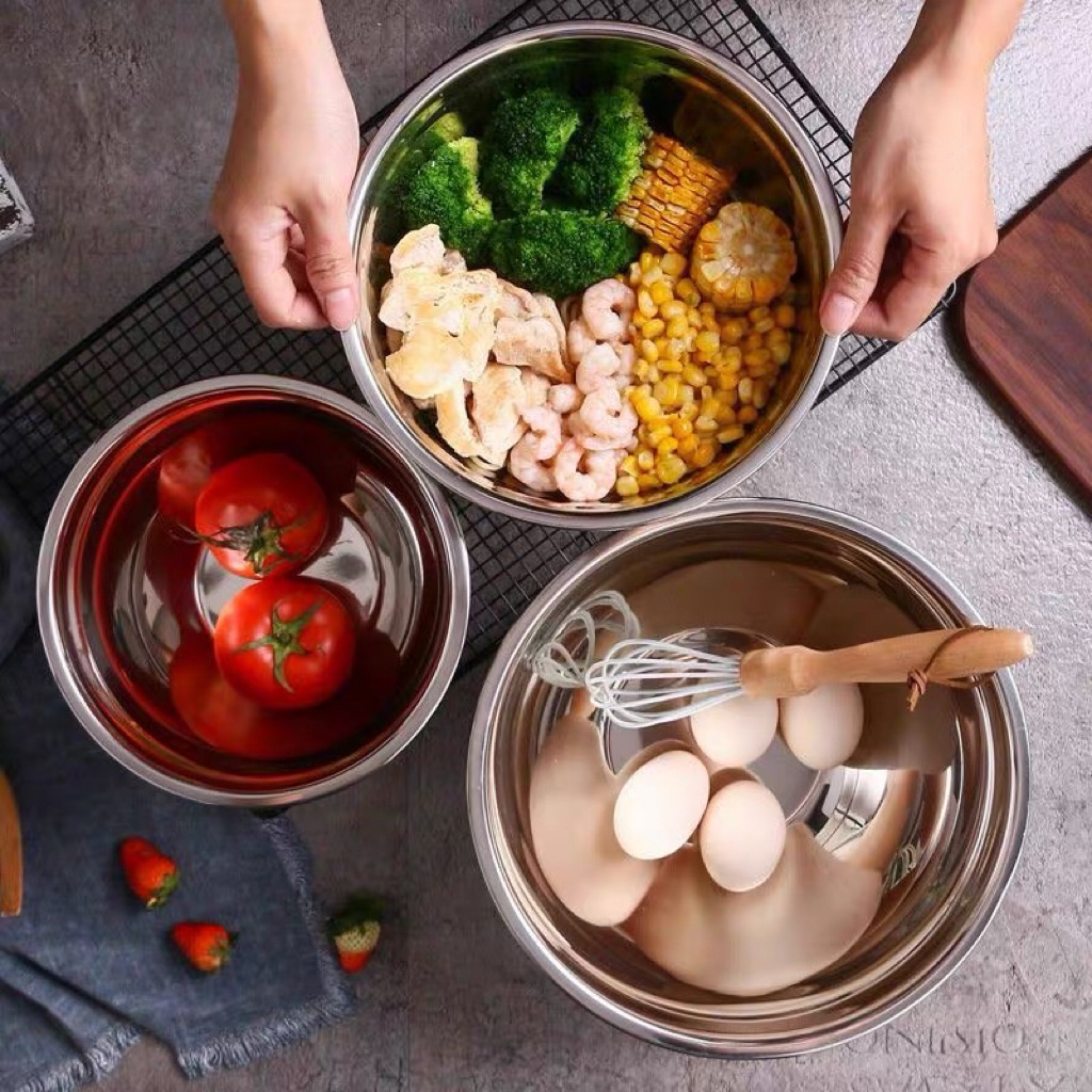 30cm Stainless Steel Mixing Bowl Large for Salad & Baking Bowl with ...