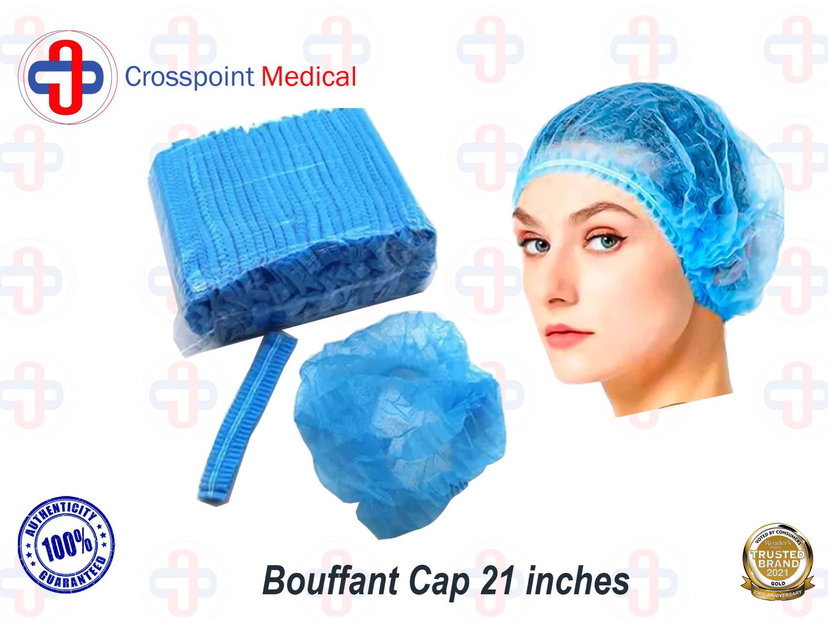 Crosspoint ( BLUE ) Bouffant Cap 21 Inch Headcap 100's | Shopee Philippines