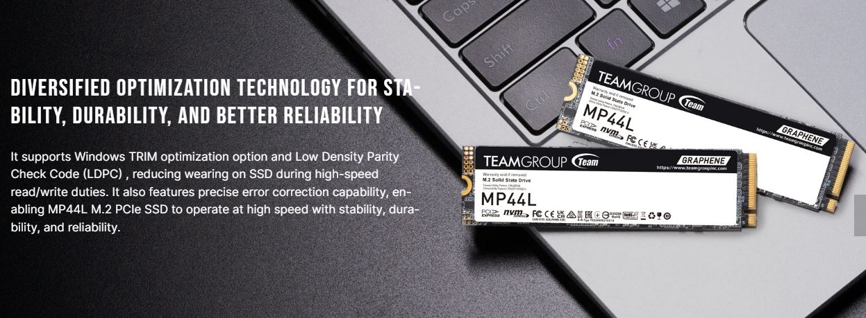 TEAM GROUP MP44L M.2 2280 PCIe 4.0 NVMe with Graphene Label Internal ...