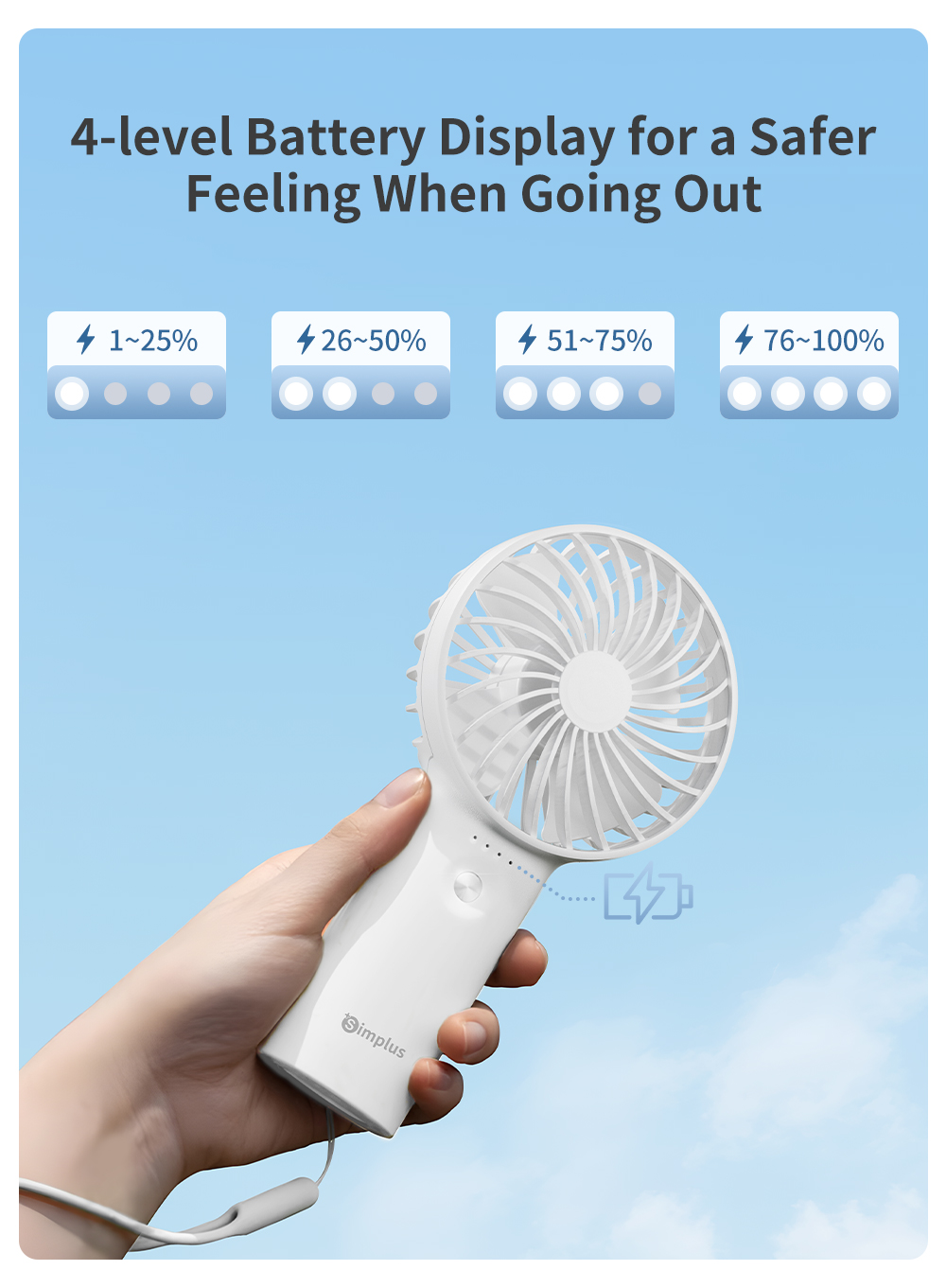 INSSA X Simplus Small Fan Handheld Mini Electric Fan Portable Three ...