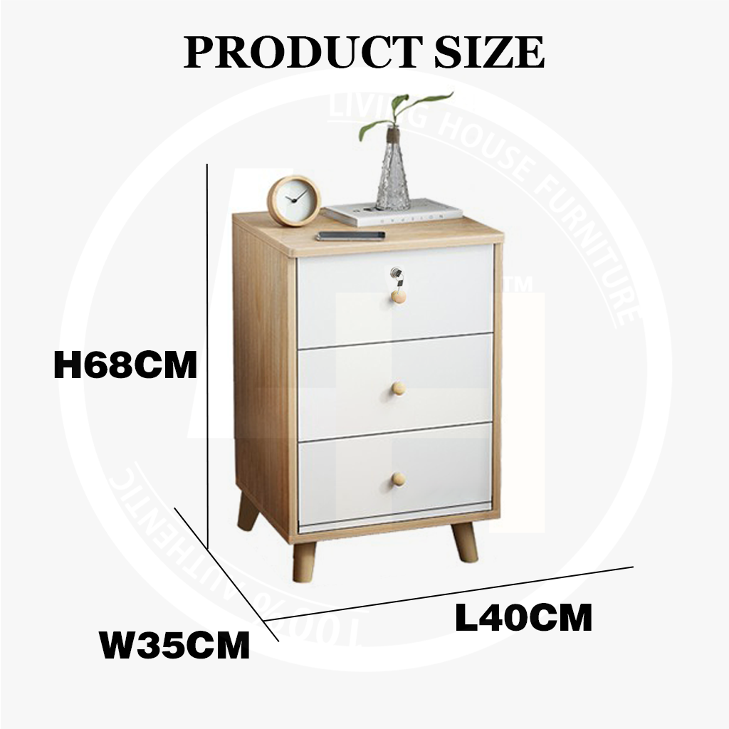LIVING three-layer drawer with lock bedside table side table bedroom ...