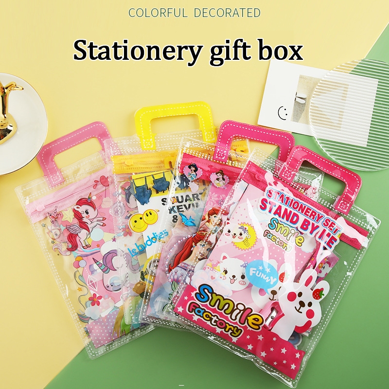 6 In 1 Cartoon School Set Cute Stationery Set pencil Ruler eraser Kids ...