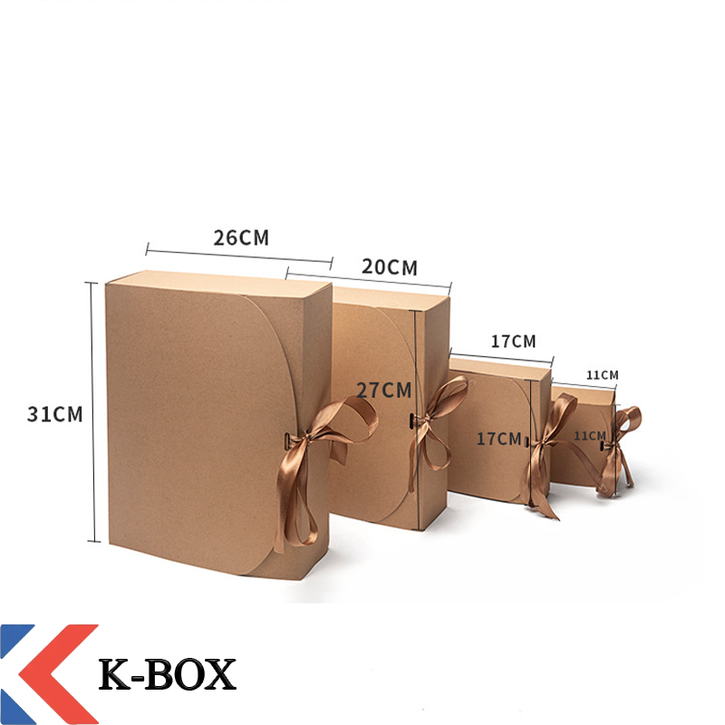 Brown/white Clamshell w/ribbon cardboard pastry gift box bowknot box ...