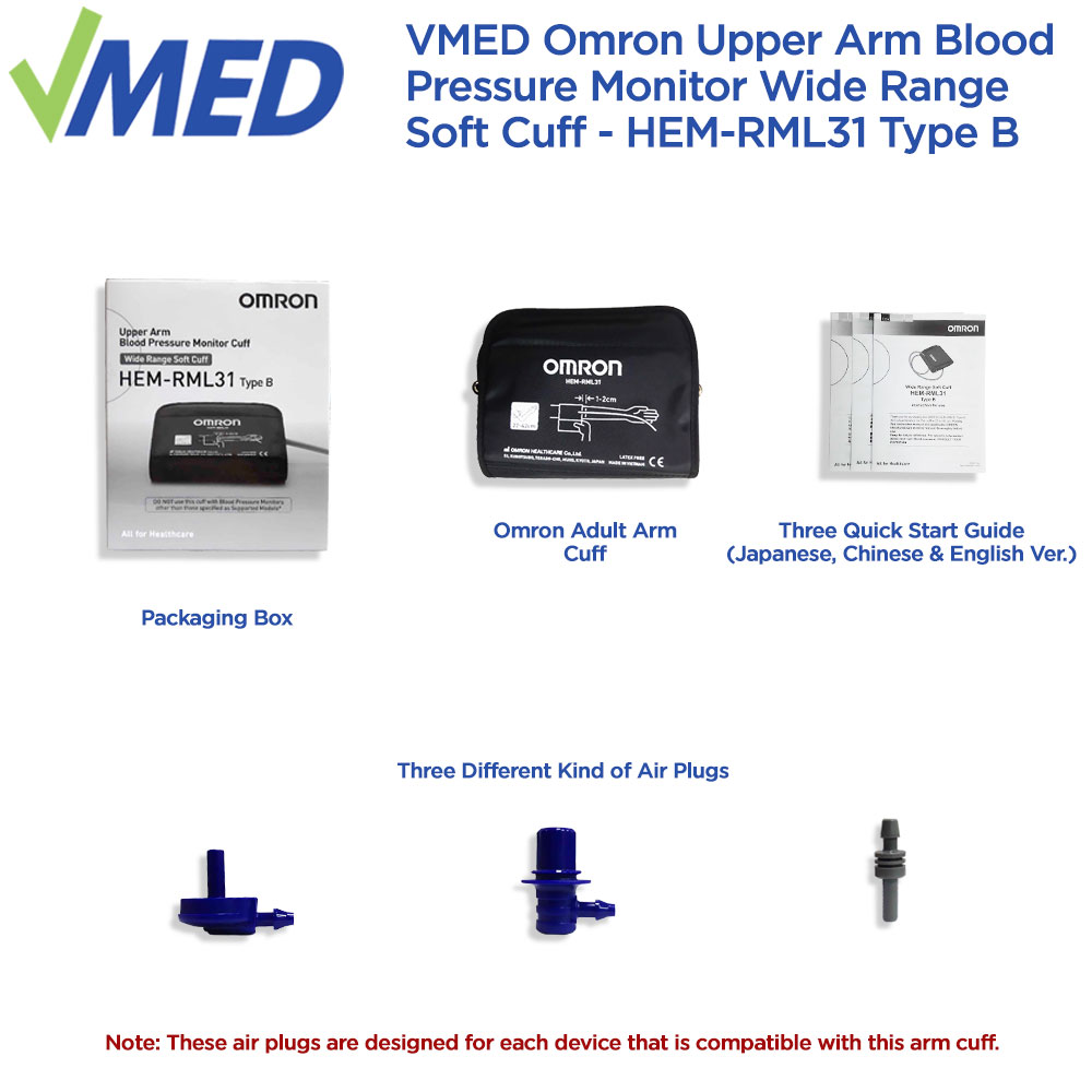 VMED Omron Upper Arm Blood Pressure Monitor Wide Range Soft Cuff HEM ...