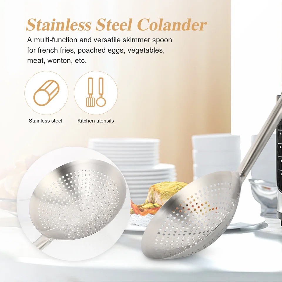 Oil colander Stainless steel thickened Kitchen tools strainer stainless ...