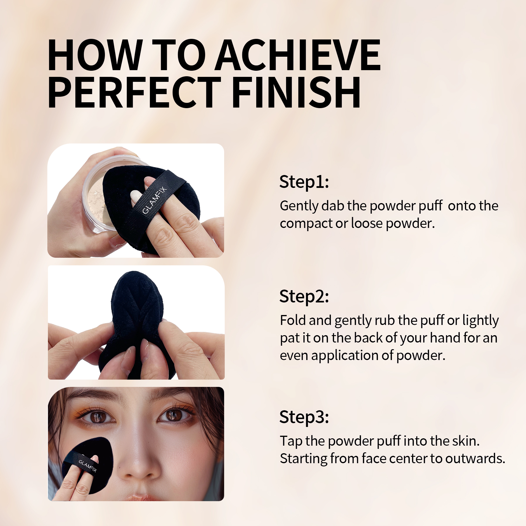 GLAMFIX Velvet Powder Puff | Soft Blending Make-up Puff | Powder Puffs ...