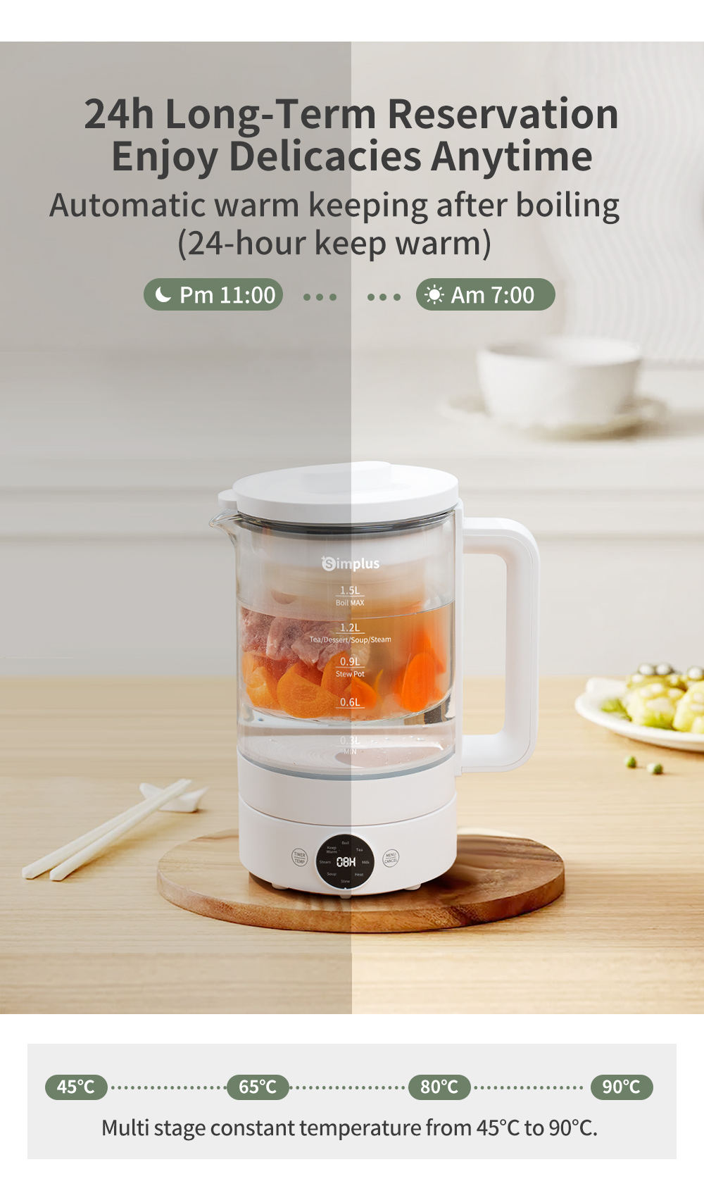Simplus Health Pot Electric Water Kettle 1.5L (Portable Multi Cooker Tea) | Shopee Philippines