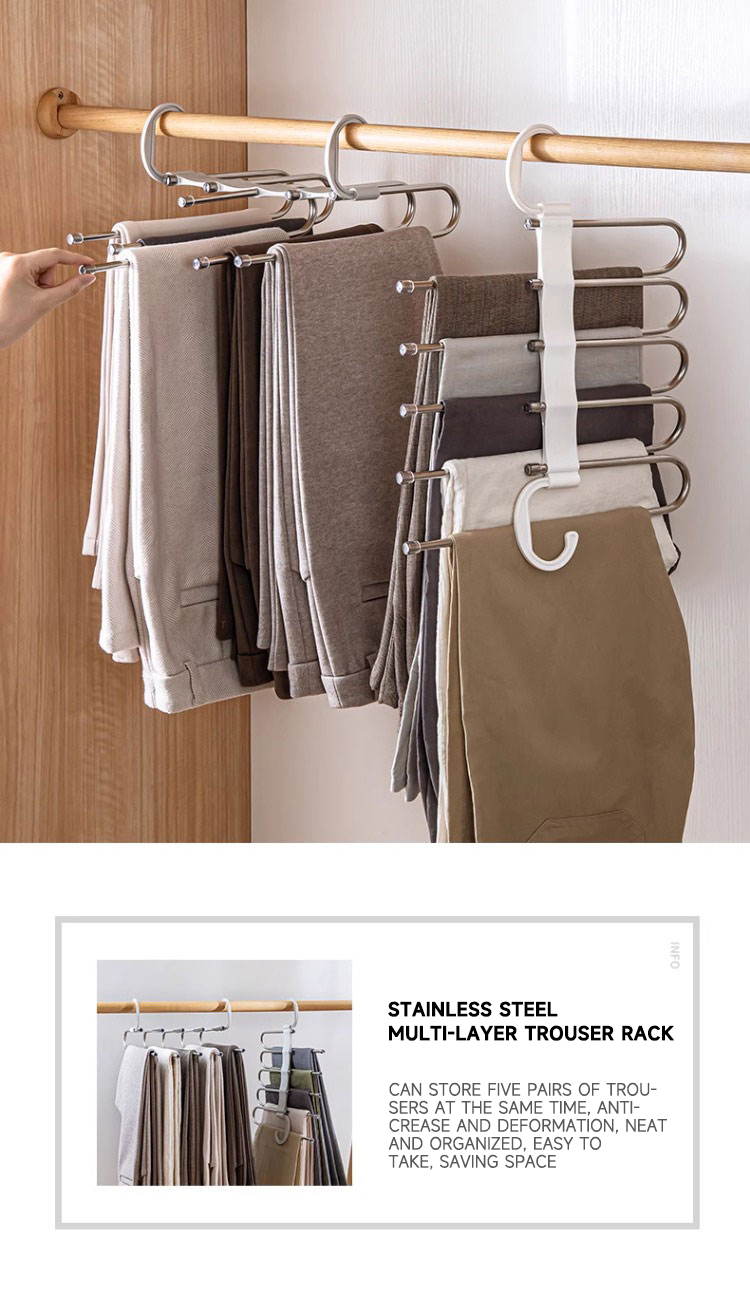 Suez 5 Layer Pull-out Pants Hanger Organizer Jeans Trousers Storage ...
