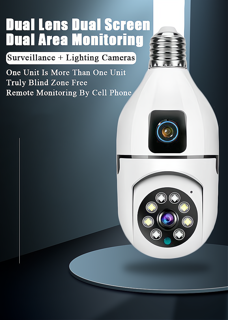 V380 Pro Bulb Camera Connect to Cellphone Auto Tracking Wireless Night Vision CCTV Camera Dual ...