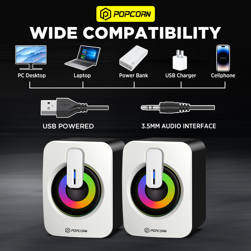 Popcorn Mini PC RGB Desktop Gaming Speaker Laptop Surround Stereo Mini Speaker | Shopee Philippines