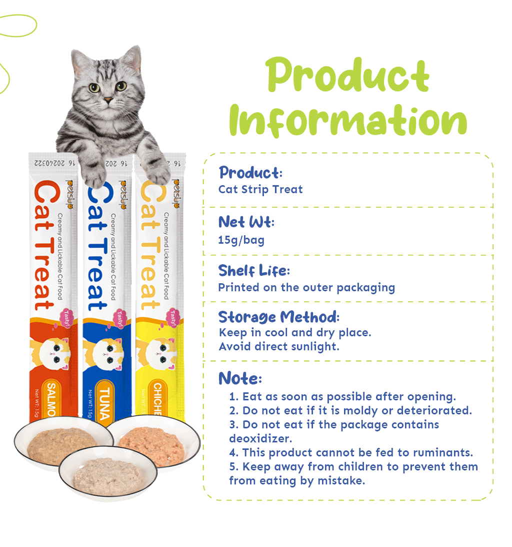 Petsup 15Pcs Cat Strip Treats Liquid Creamy Snacks Tasty Nutritious for ...