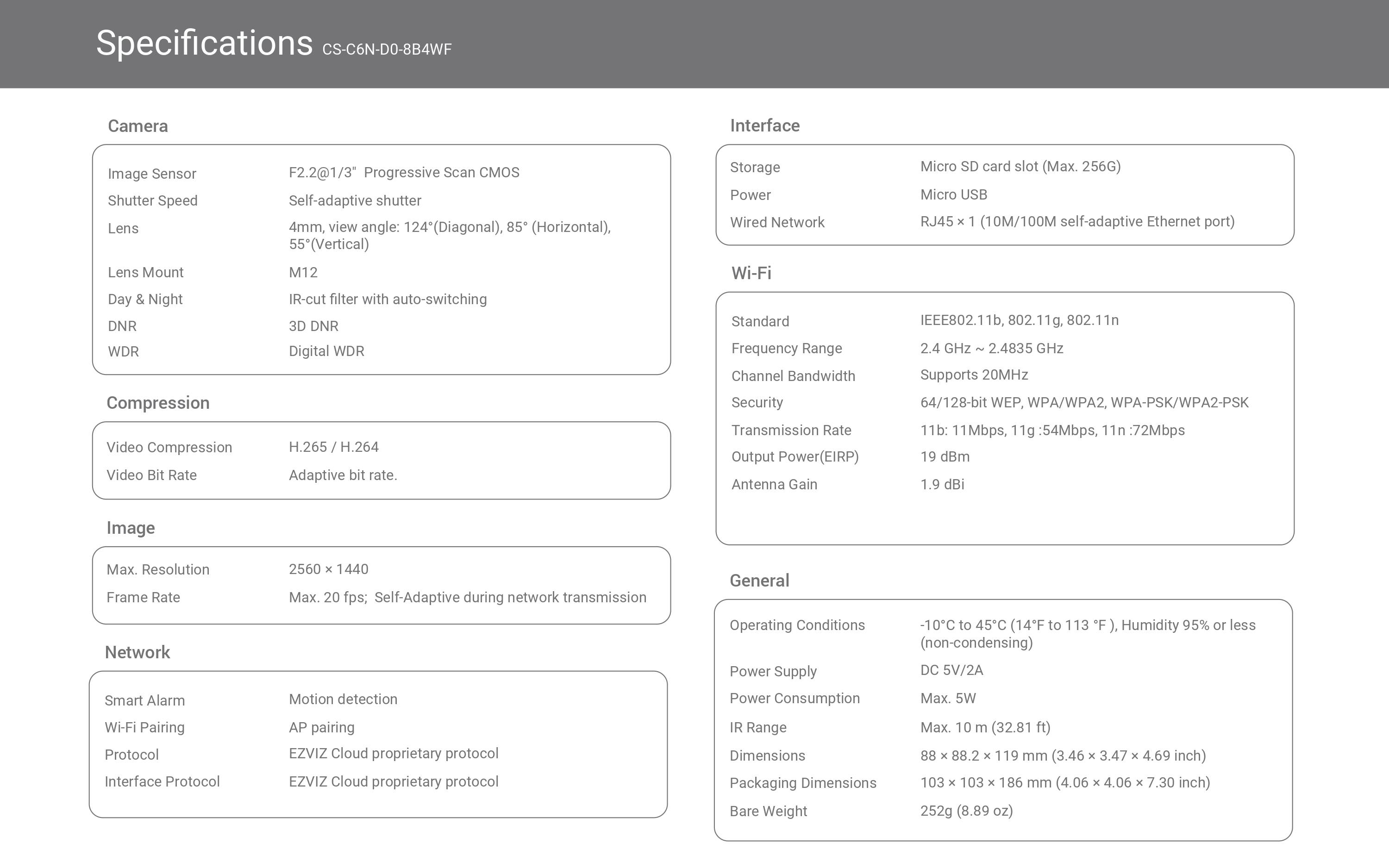 EZVIZ C6N Security CCTV Camera 4MP 2K WDR Home Smart Camera Human Detection 10m IR 360° Pan Tilt ...