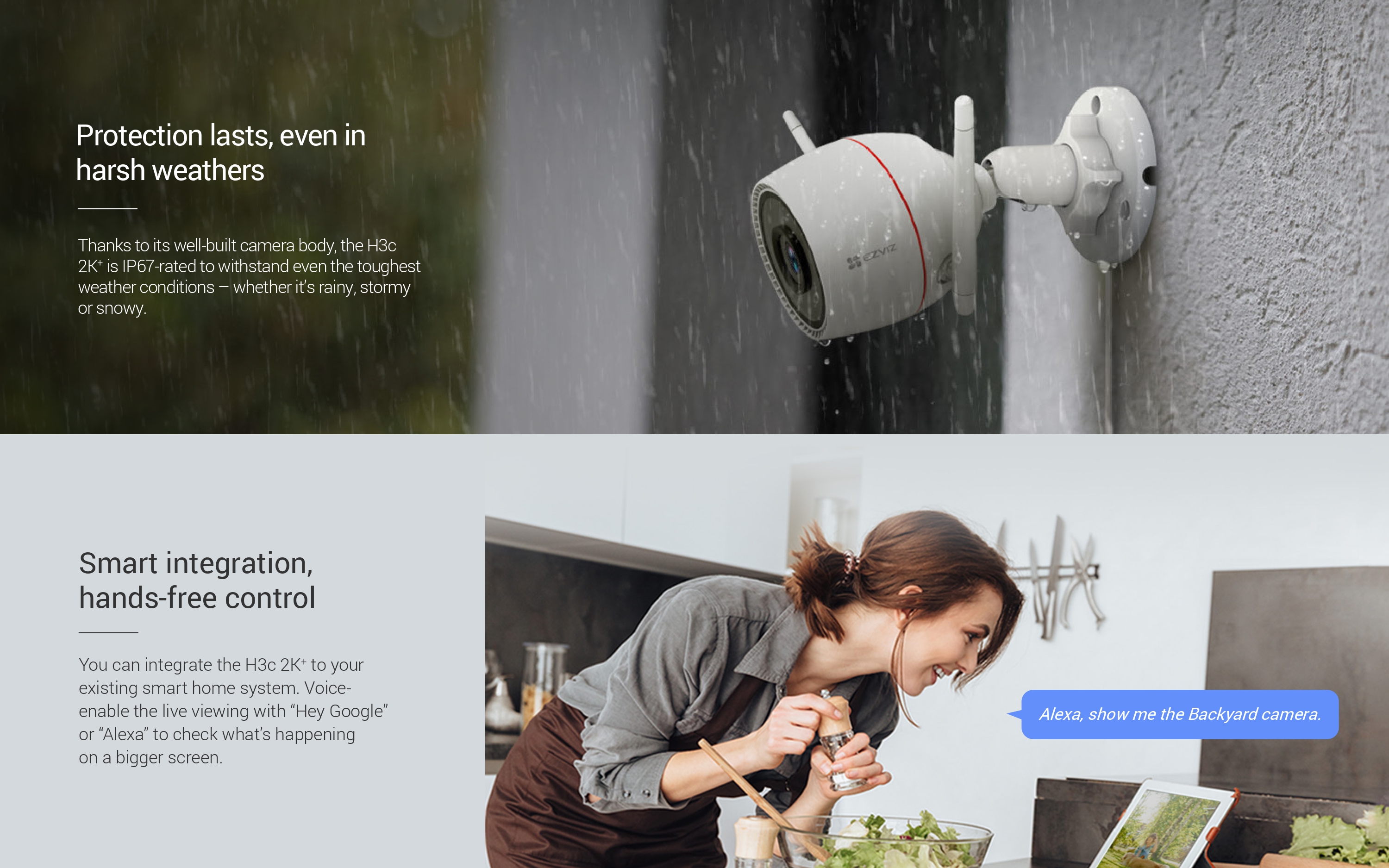 EZVIZ H3C 3MP/2K Wi-Fi Smart Home CCTV Bullet Outdoor Camera Color ...