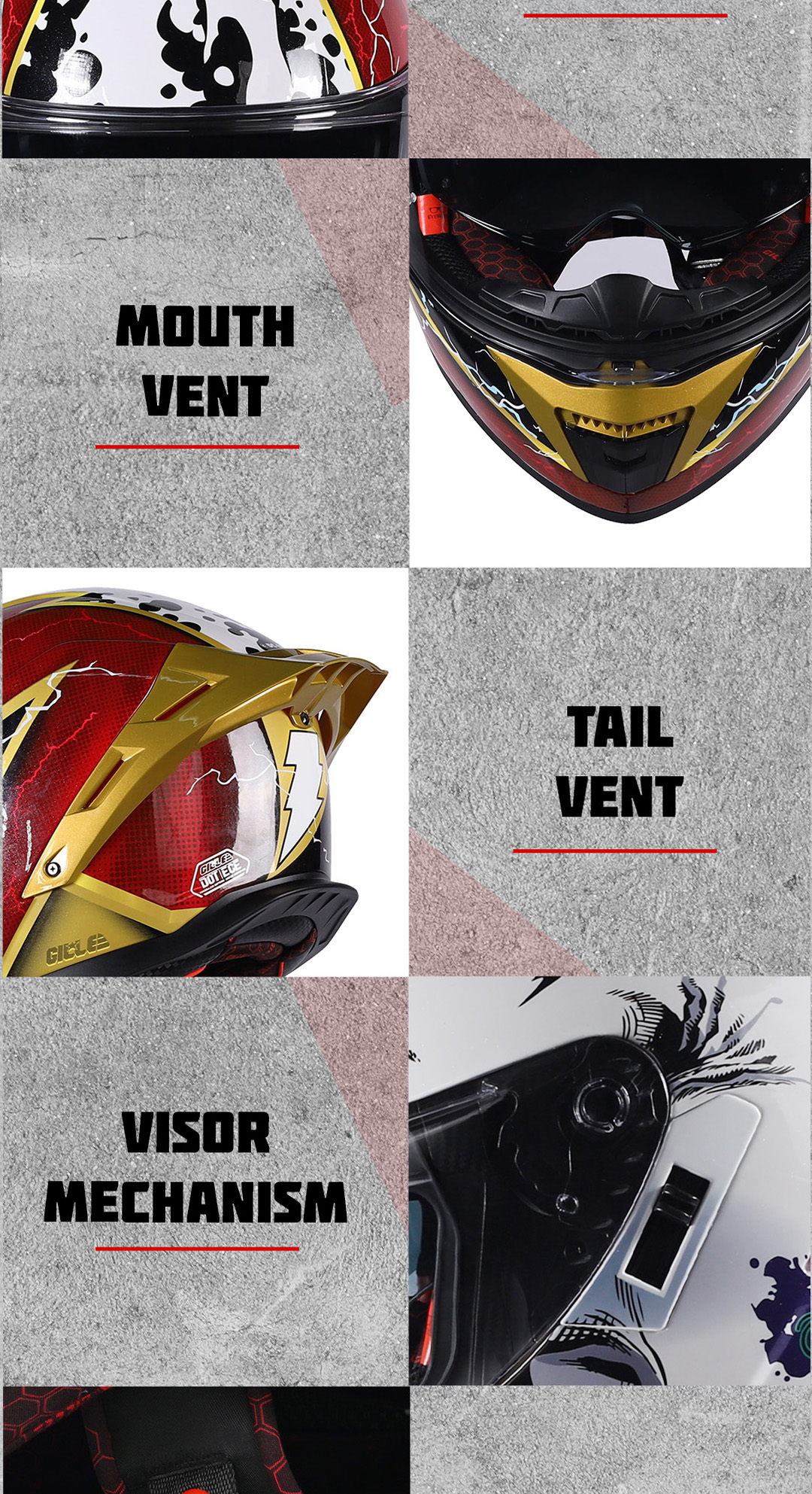 Gille 883 Falcon Red Yellow With Design Motorcycle Helmet Full Face ...