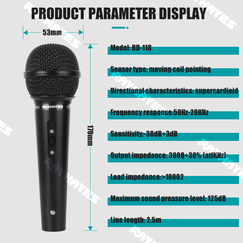 RAYHAYES RD-118 High-End Dynamic Wired Microphone For Videoke | Shopee ...