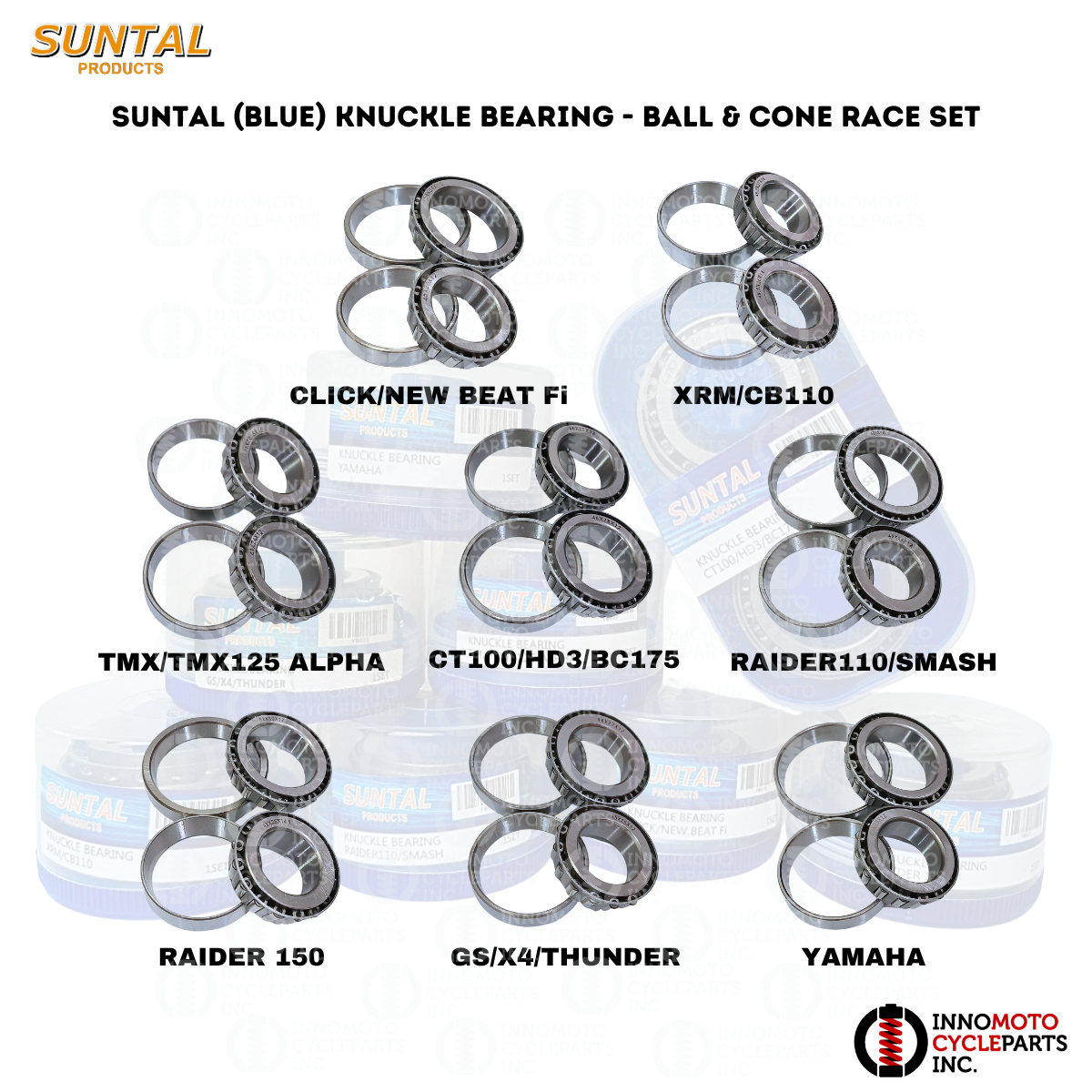 Suntal (Blue) Knuckle Bearing - Ball & Cone Race SET - Plastic Case ...