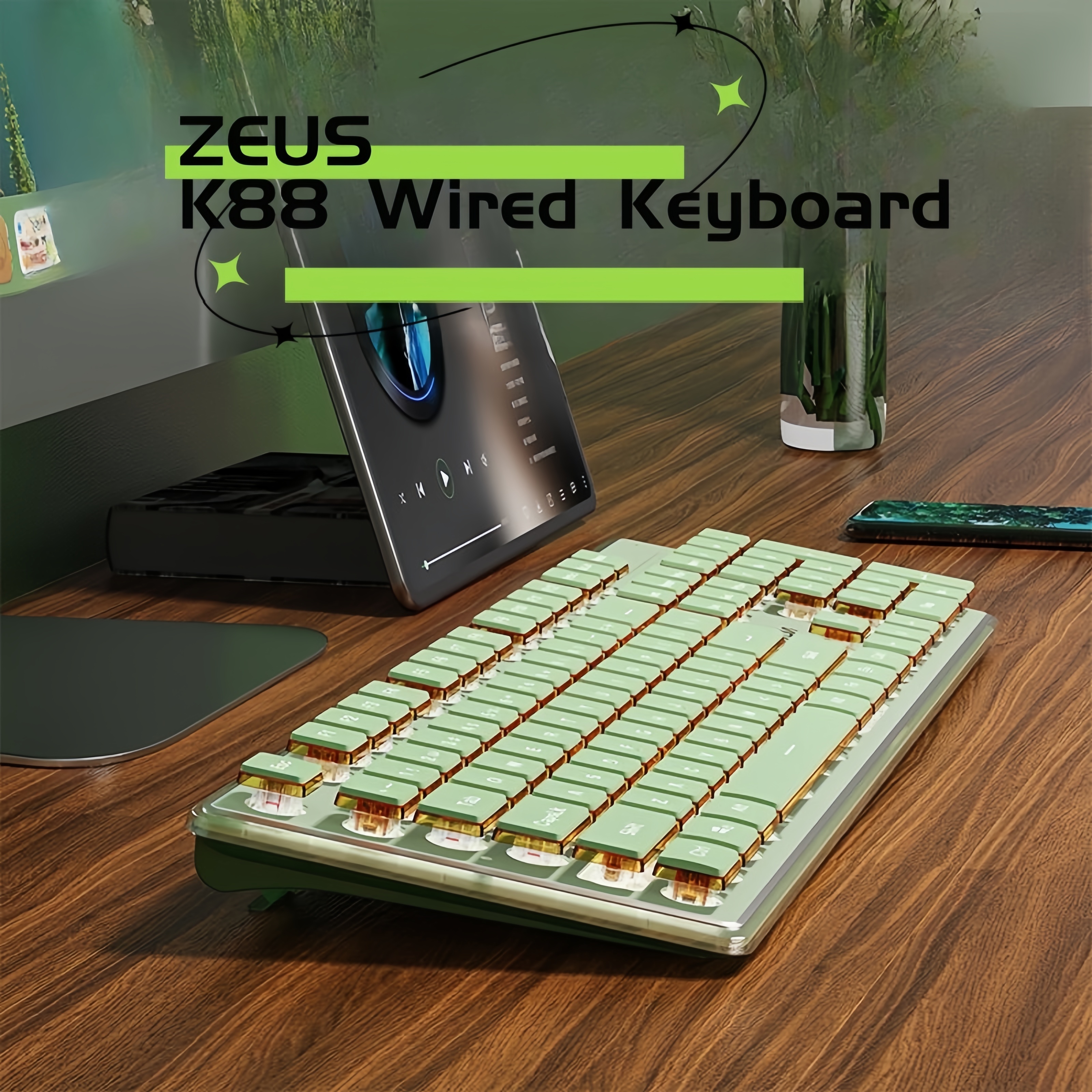 Zeus 104 Keys Membrane Keyboard USB Wired Silent LED Backlit For Work ...