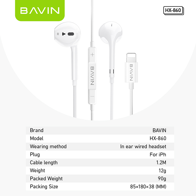BAVIN HX860 HiFi Wired Earphone Plug & Play Stereo Audio No Bluetooth ...