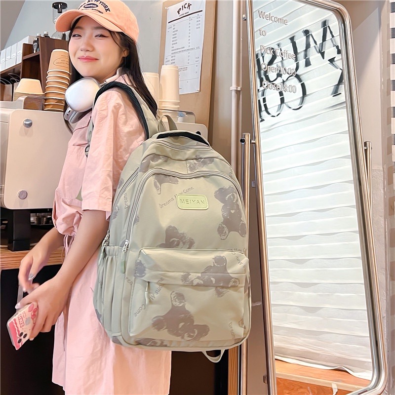 Mumu 9080 Korean Nylon School Students Back Pack Women Travel Bag Cute ...