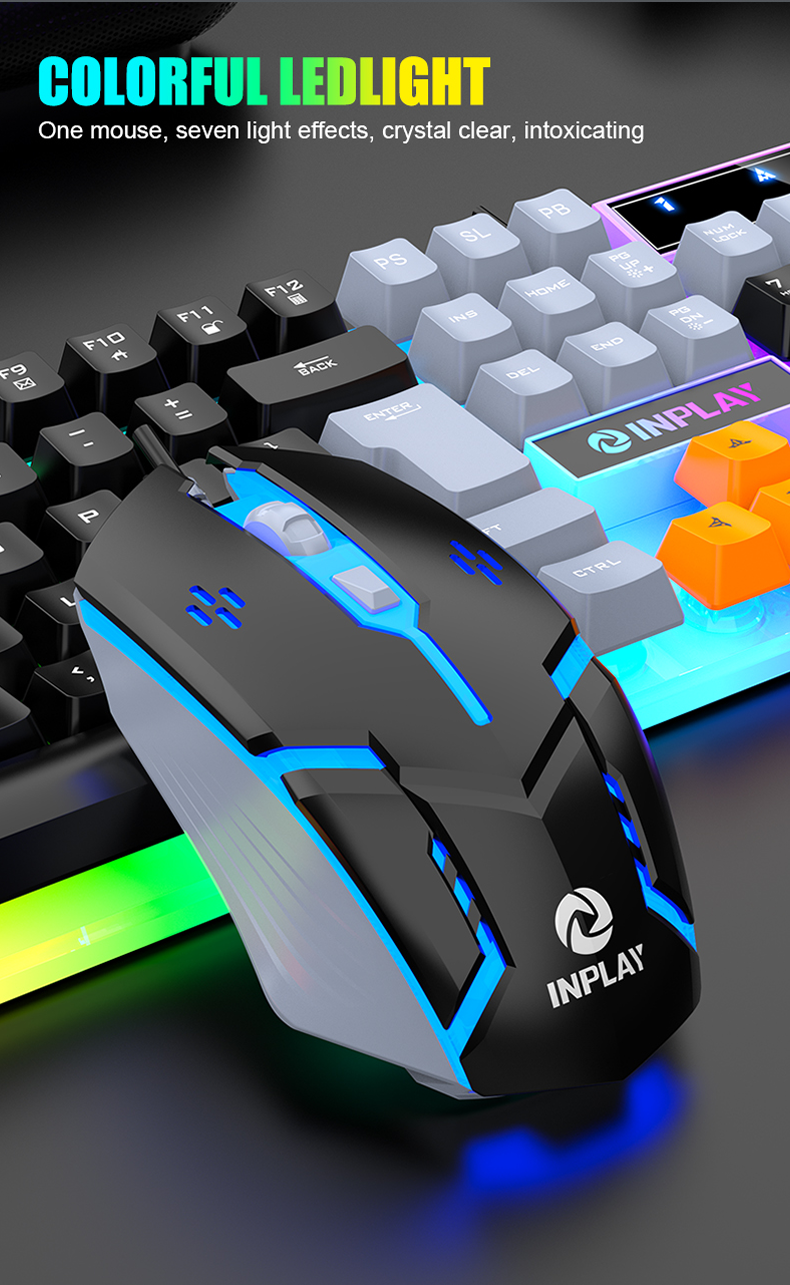 Inplay STX365 Colorful Keyboard and Mouse Set Combo Wired Gaming ...