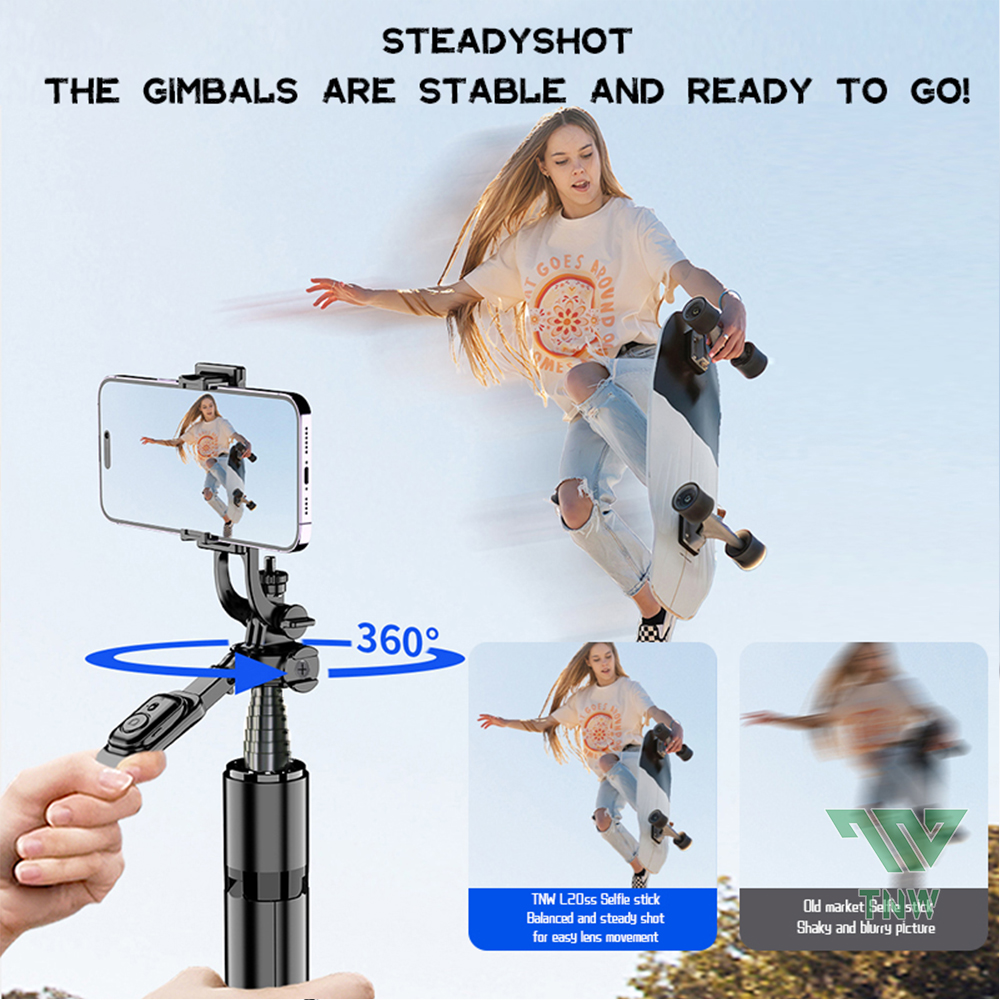 TNW L20 Selfie Stick Ultra Long 2.1M Tripod with Bluetooth Remote 360 ...