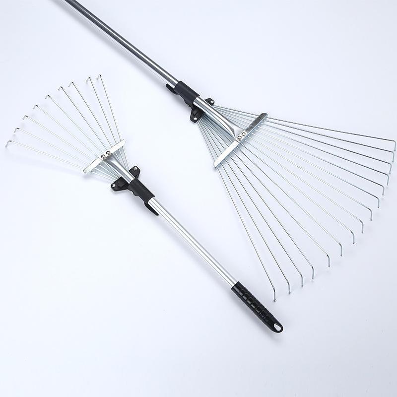 Telescopic Rake 15 Teeth Garden Leaf Rake Cleaning Leaves Rake ...