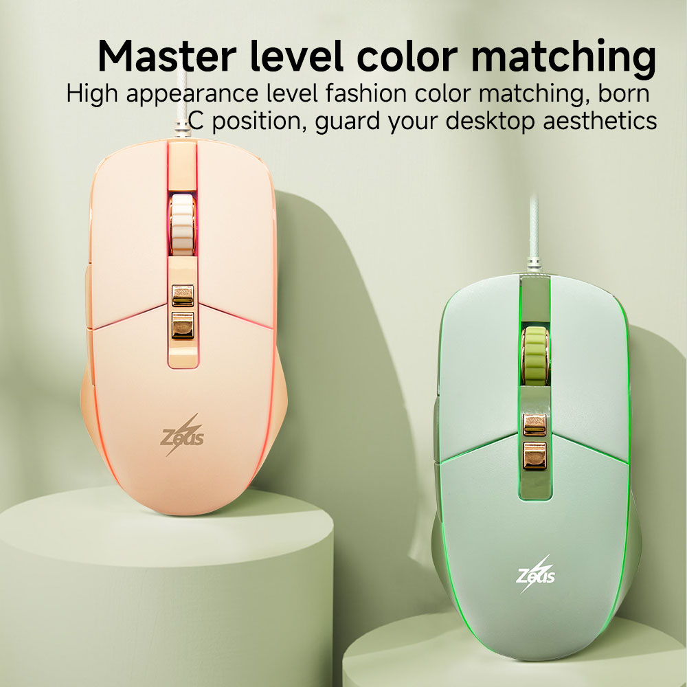 Zeus M-80 Silent Click Wired RGB Mouse 2 Colors RGB Mouse 4 DPI ...