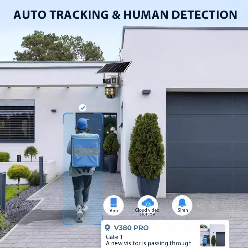 V380 Pro 3 Screen 2 Lens 8MP Solar CCTV Camera WIFI Wireless Outdoor ...